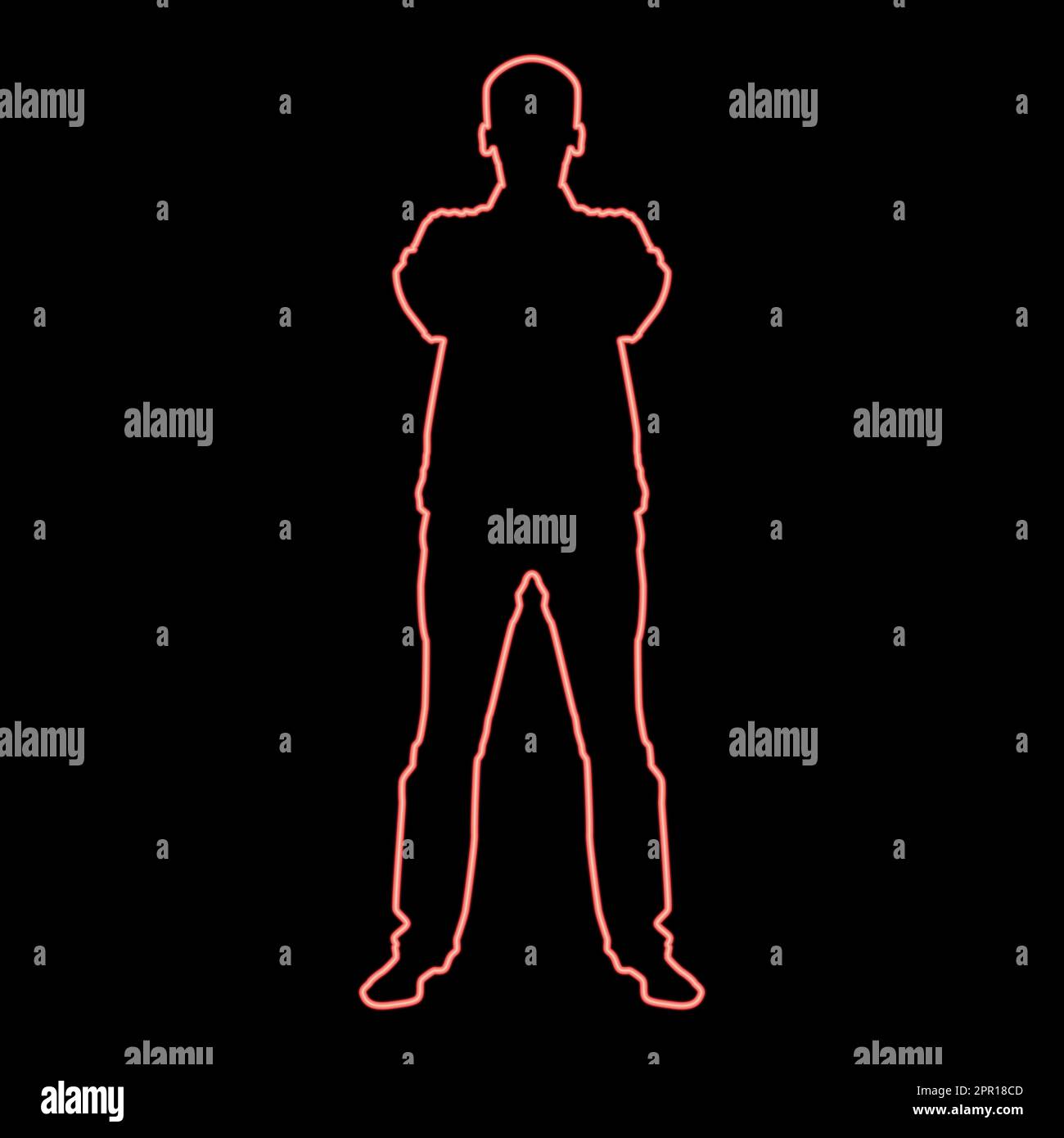 Neon confident man crossed his arms business man silhouette concept ...