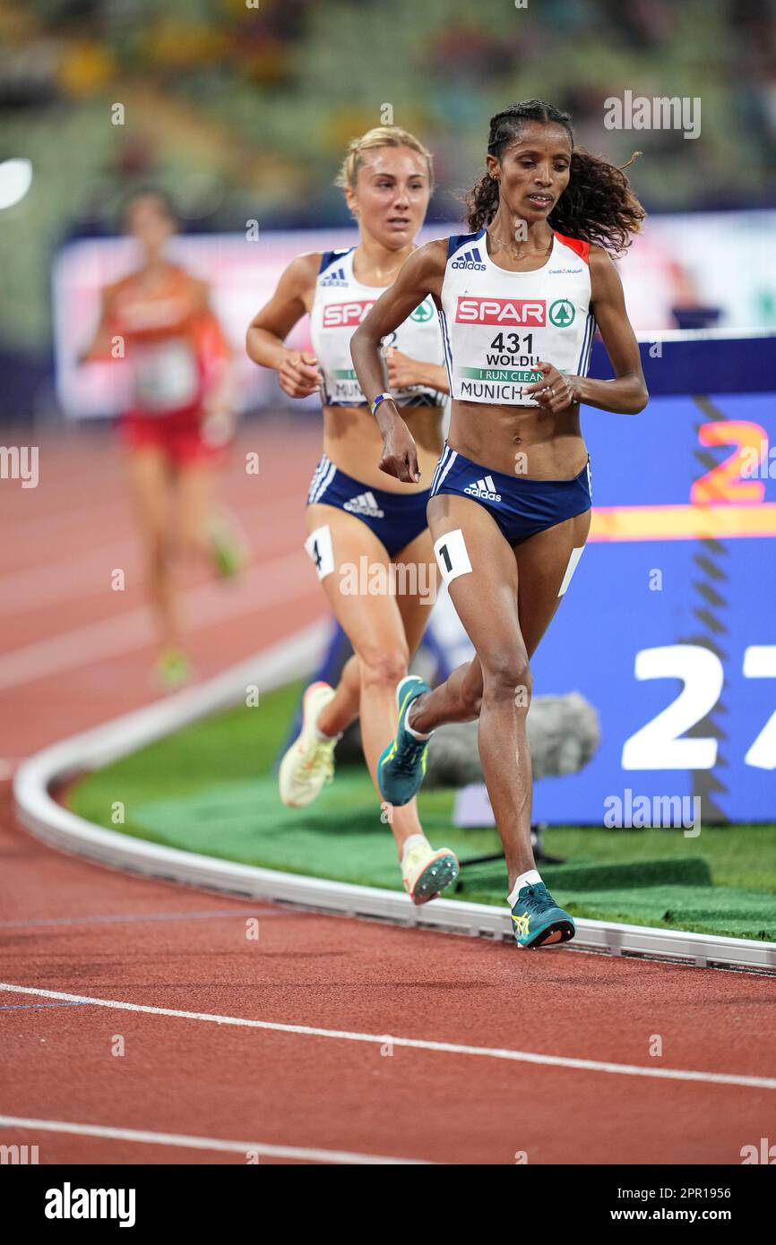 Mekdes Woldu participating in the 10.000 meters at the 2022 European ...