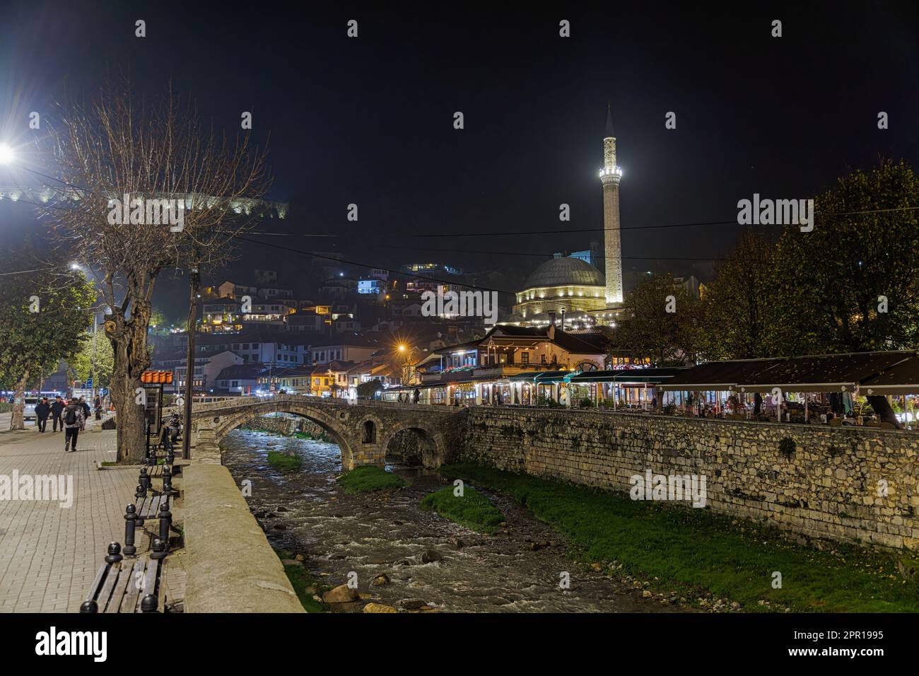 Prizren night by river Bistrica in Kosovo Stock Photo - Alamy