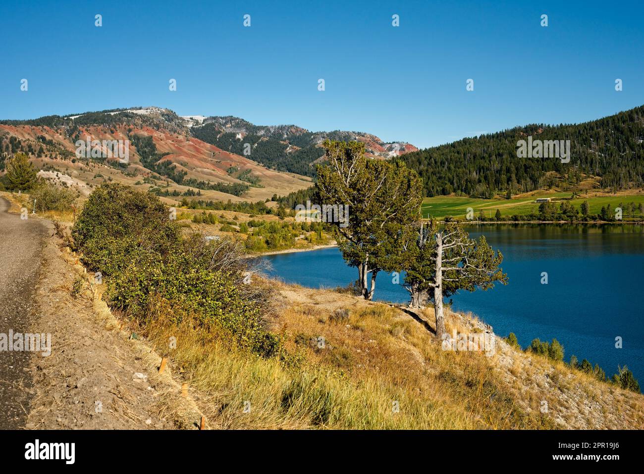 Lower Slide Lake, Wyoming, about 20 miles east of Grand Teton National ...