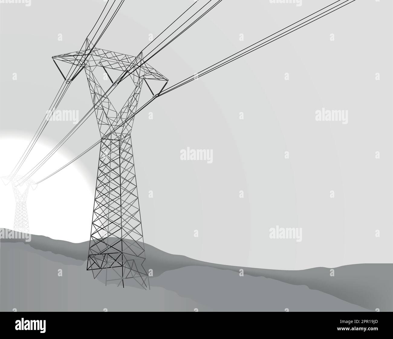 High Voltage Mast with Electricity Wires Stock Vector Image & Art - Alamy
