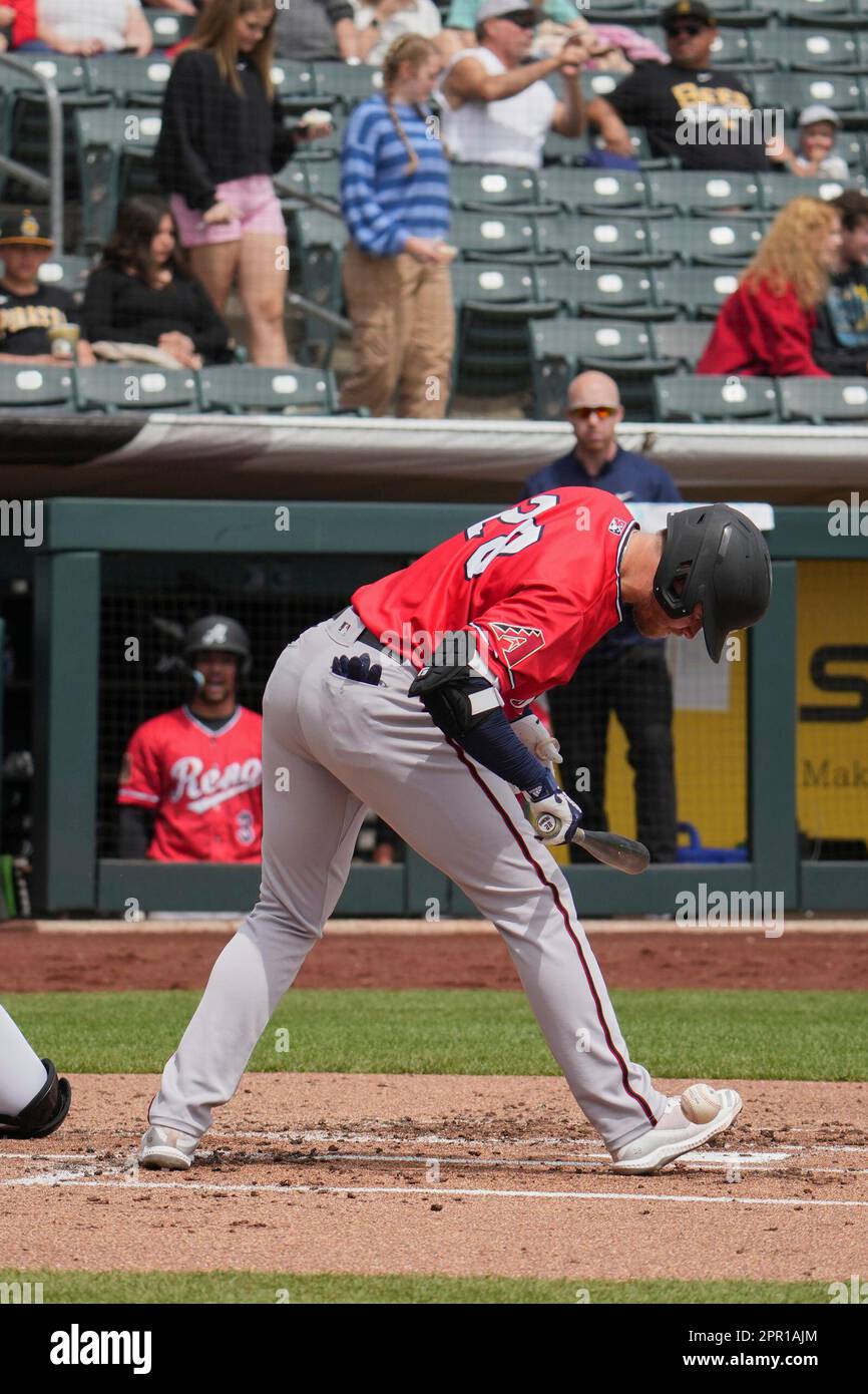 April 22 2023: Reno designated hitter Seth Beer (28) draws a walk ...