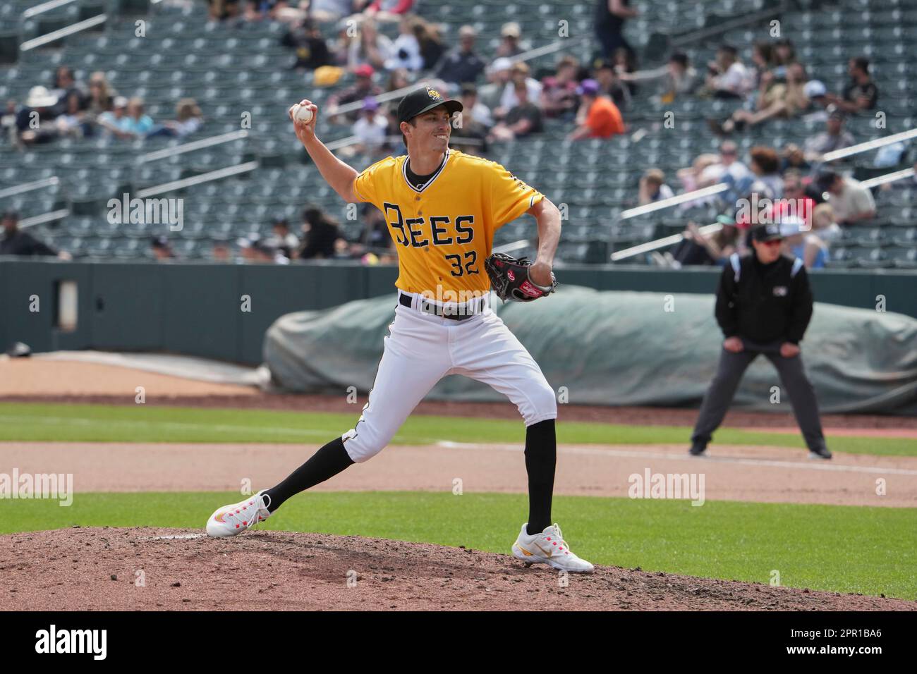 Salt Lake UT, USA. 22nd Apr, 2023. Salt Lake pitcher Jimmy Herget (32 ...