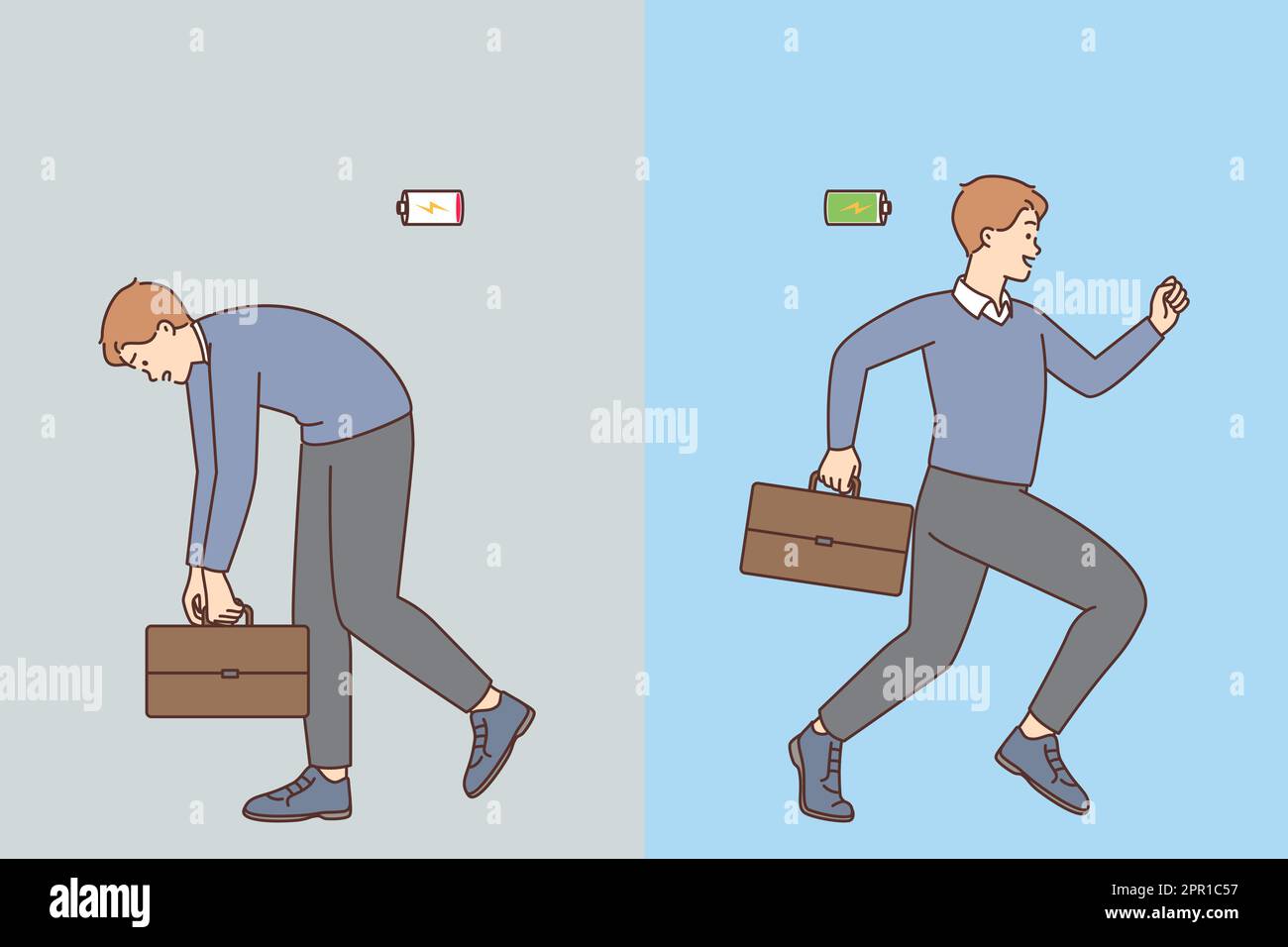 Tired and energetic man Stock Vector Image & Art - Alamy
