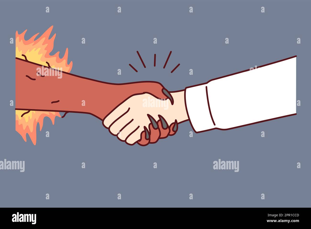 Handshake man and devil symbolizes risky deal or dangerous business ...