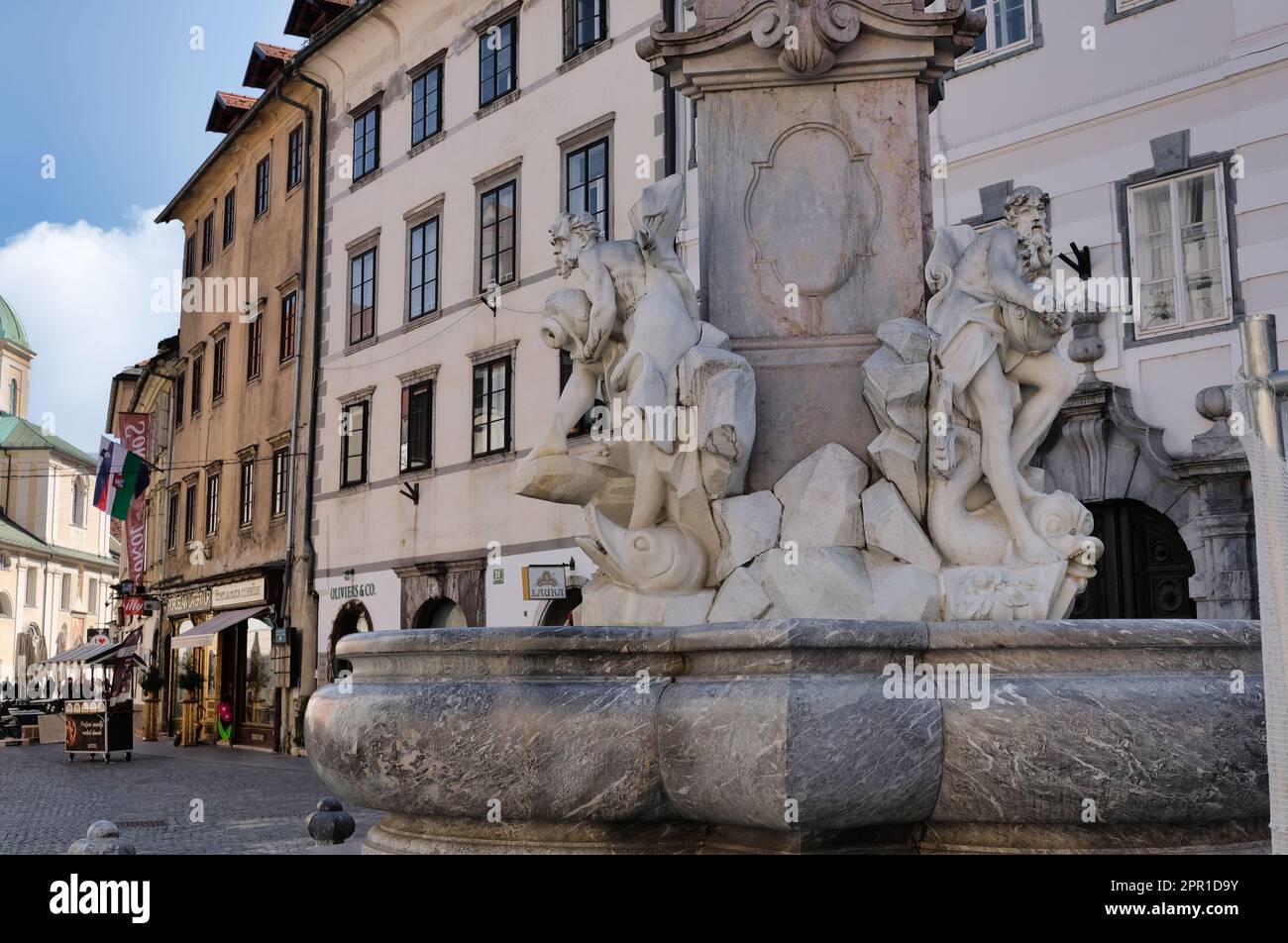 Ljubljana, Slovenia, the famous Robb fountain, designed in the style of ...