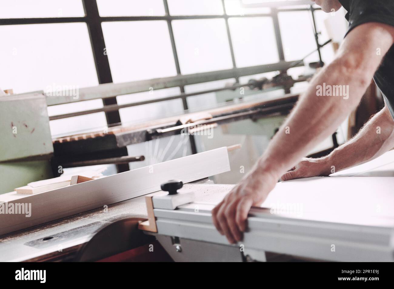 Craftsman at work in his own workshop. One man works with proper tools ...