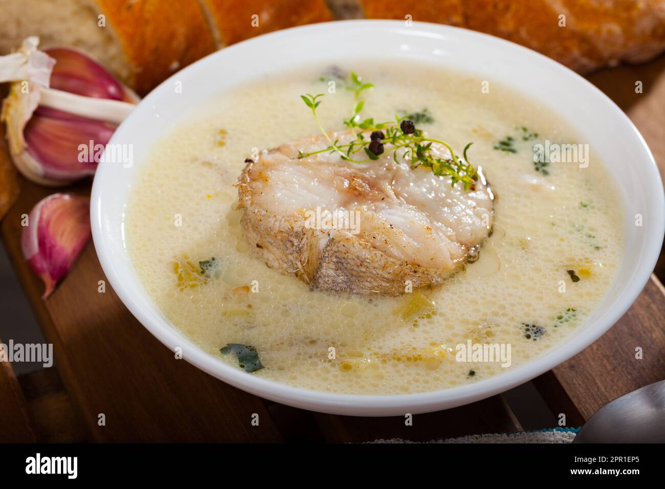 Delicious pollock chowder Stock Photo - Alamy