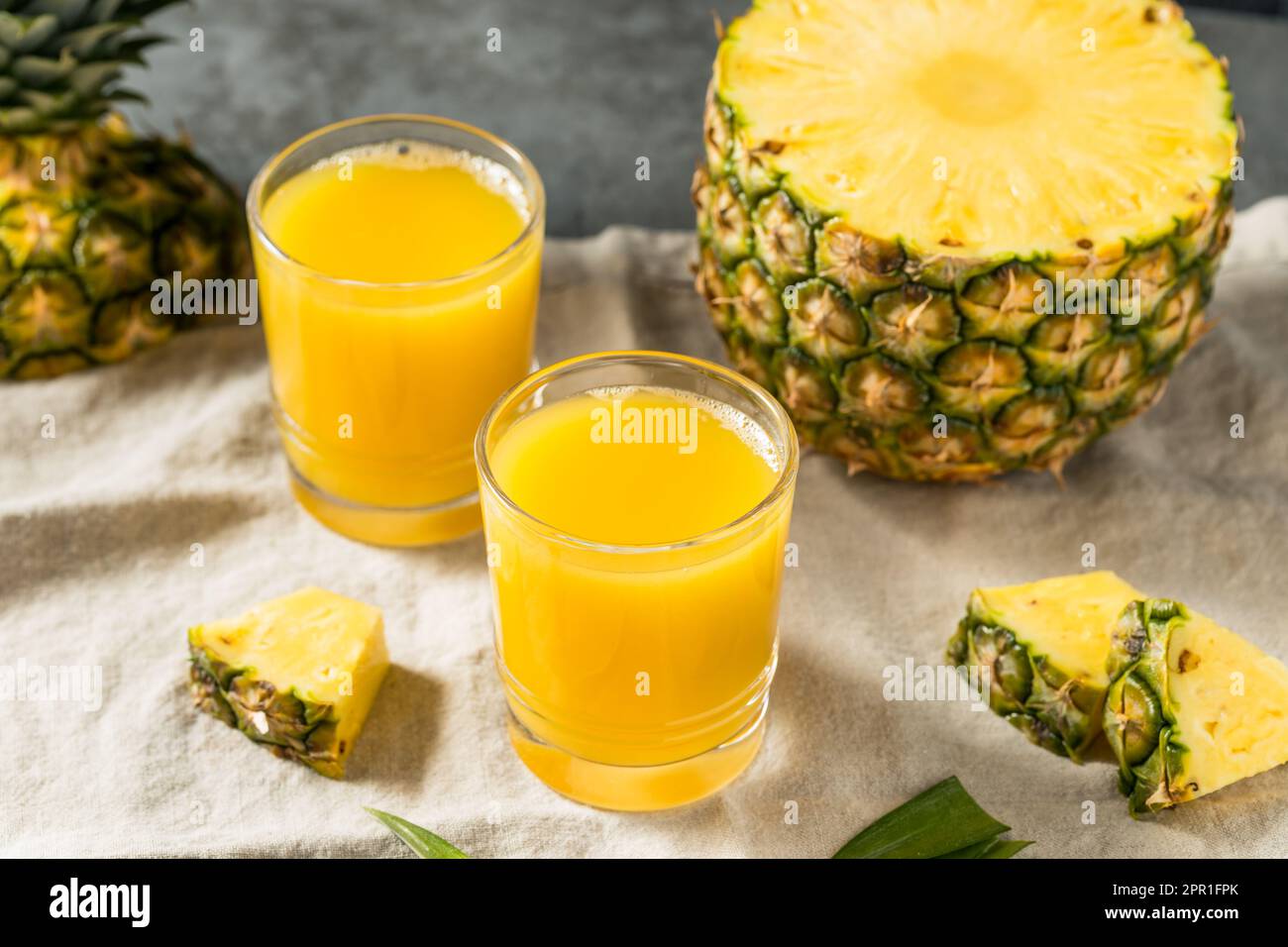 Cold Refreshing Yellow Pineapple Juice Ready to Drink Stock Photo - Alamy