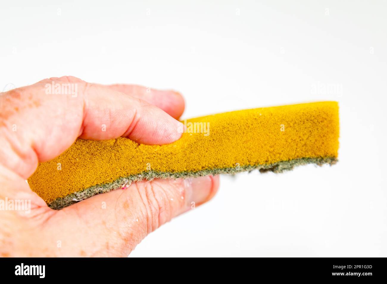 Two-sided cleaning sponge, used and worn Stock Photo - Alamy