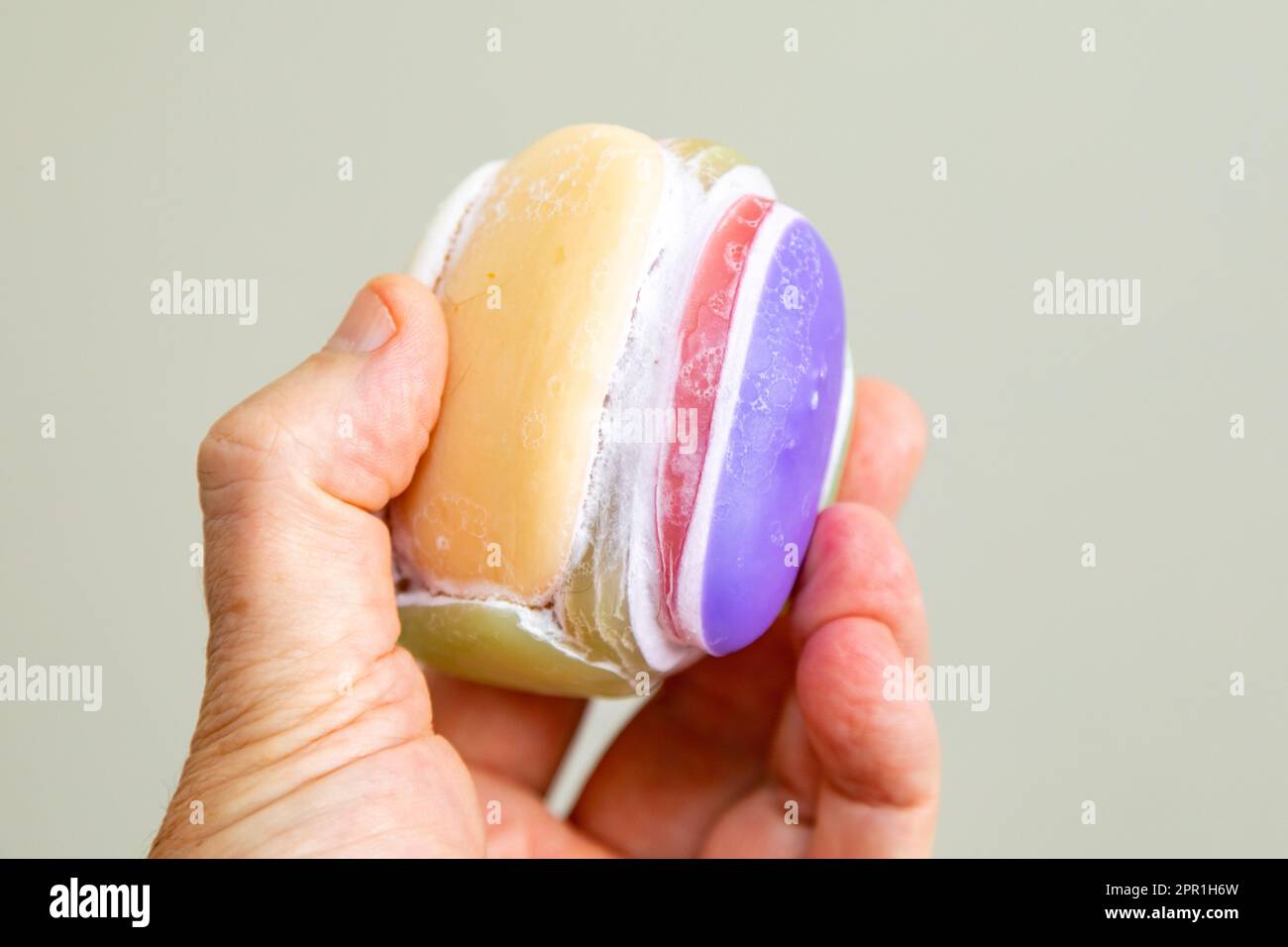Ball of Used Soaps of different colors. economy and use Stock Photo - Alamy