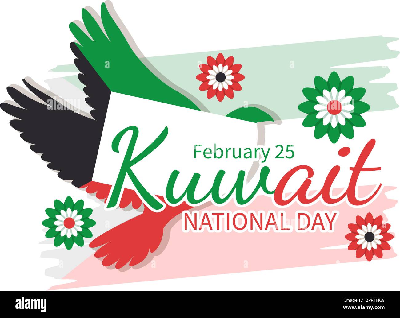 National Kuwait Day on February 25th with Waving Flag and Independence ...