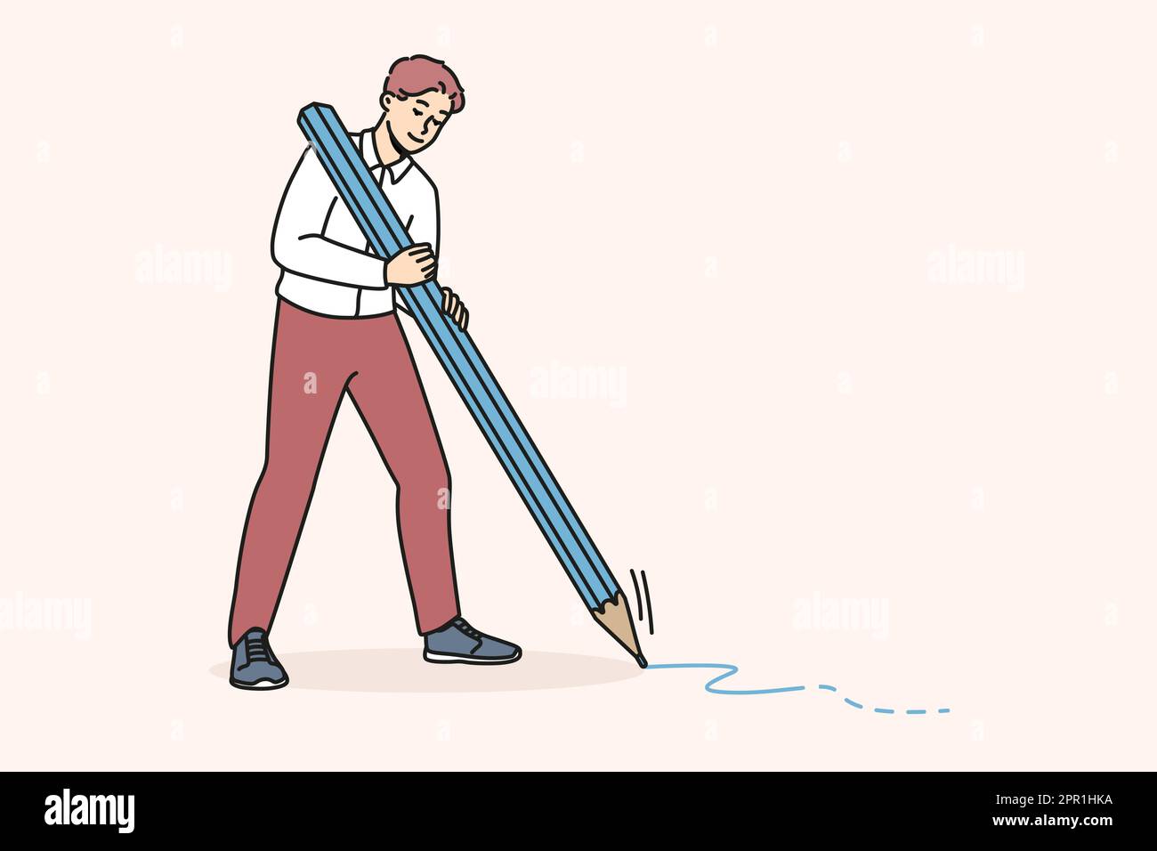 Happy man with huge pencil drawing Stock Vector Image & Art - Alamy