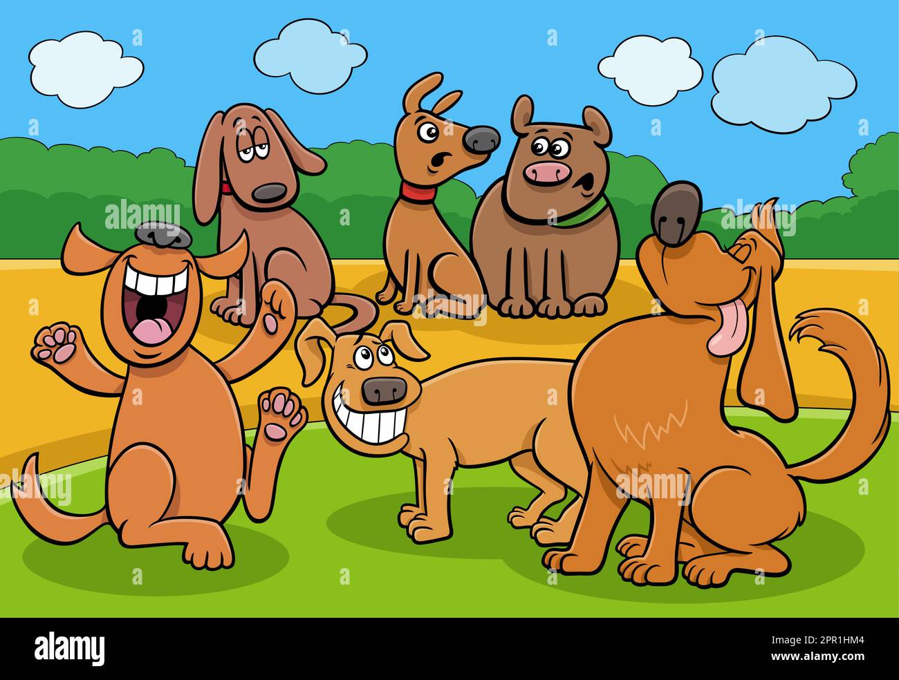 cartoon dogs and puppies funny characters group Stock Vector Image ...