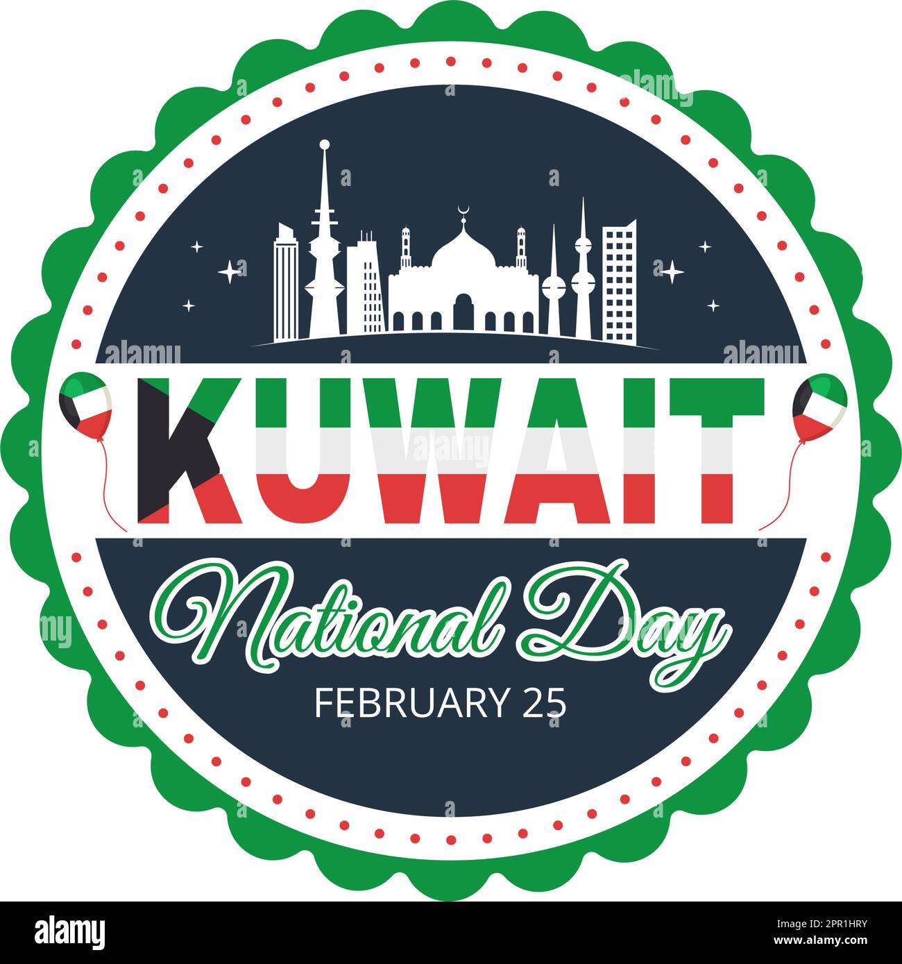 National Kuwait Day on February 25th with Waving Flag and Independence ...