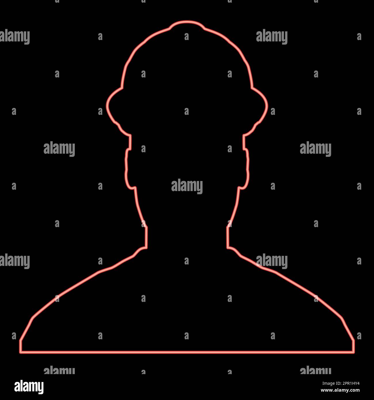 Neon avatar builder architect engineer in helmet view red color vector ...