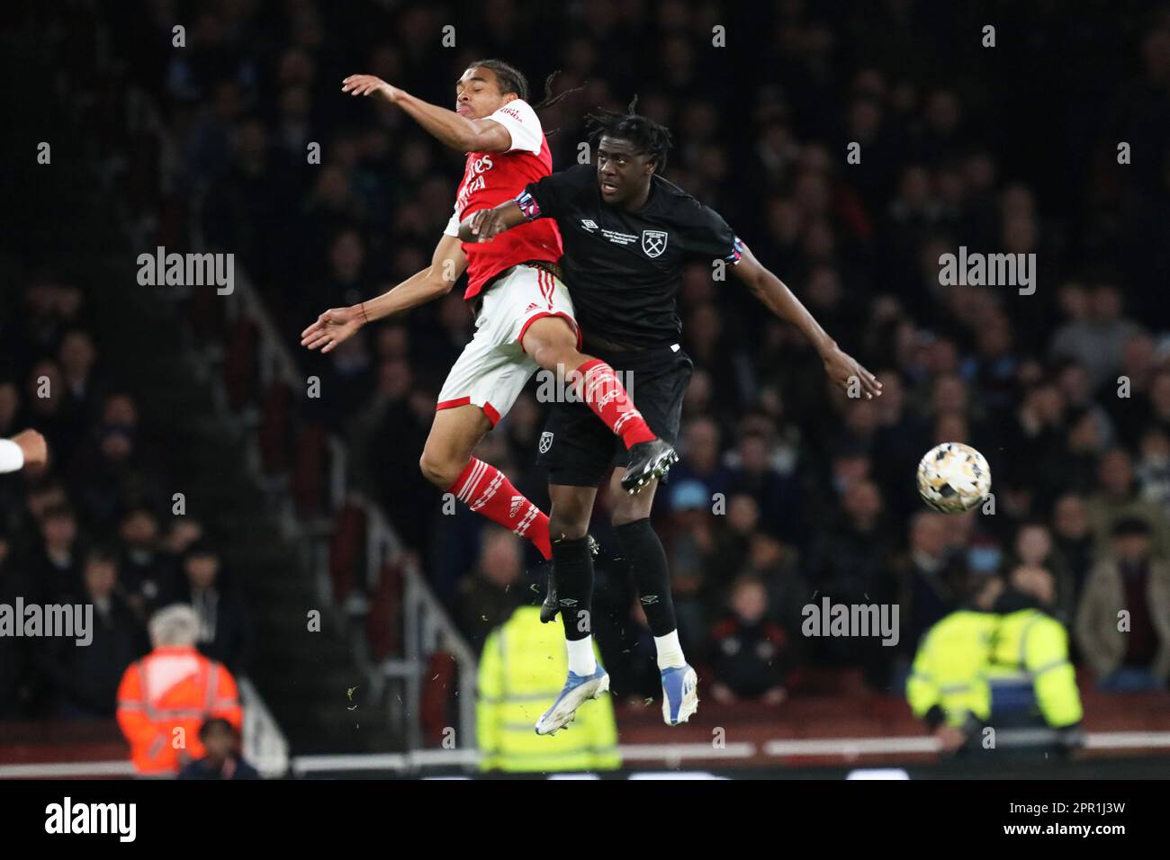 London, UK. 25th Apr, 2023. Josh Robinson of Arsenal U18s and Divin ...