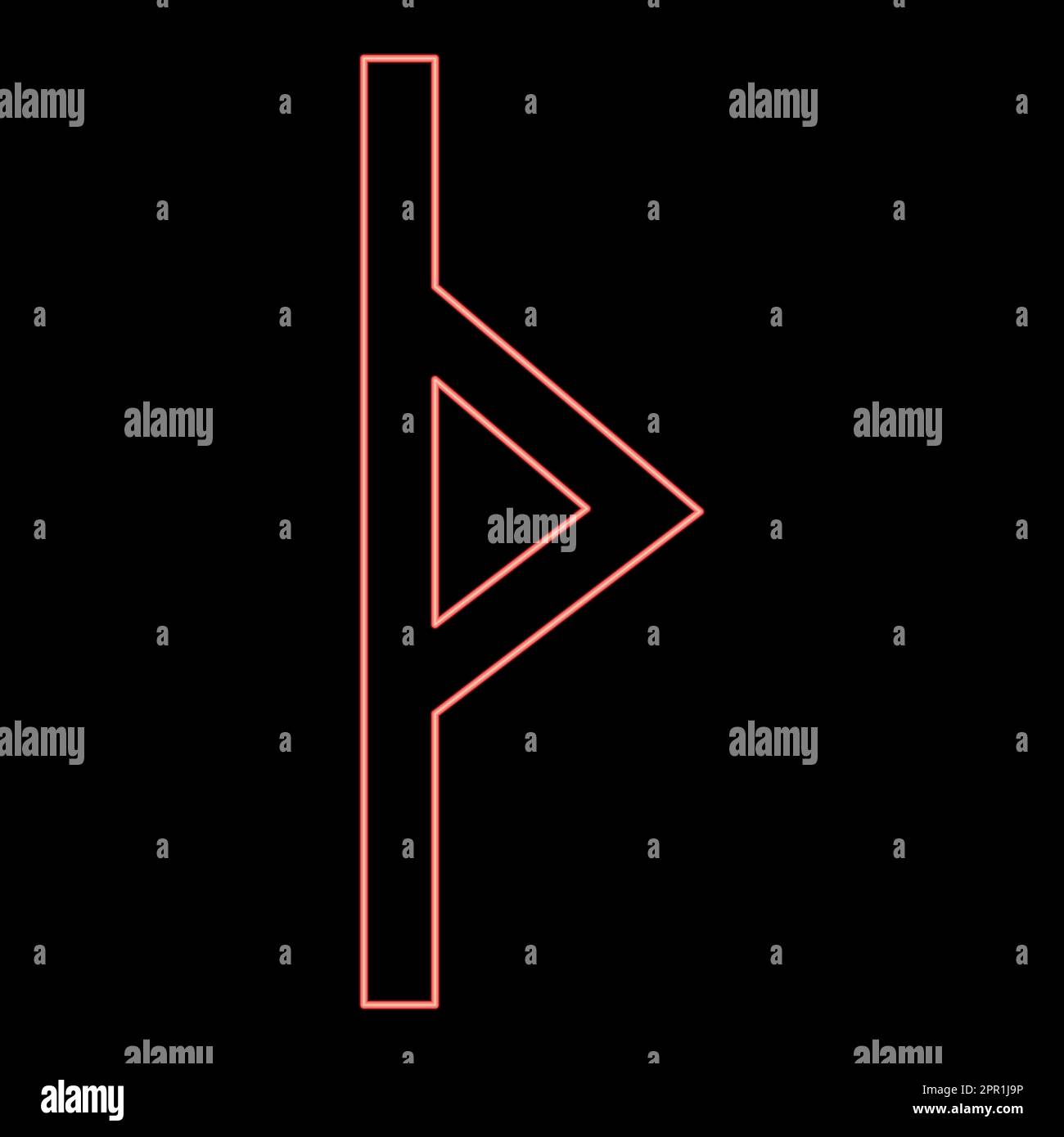 Neon thurisaz rune Tpurizas Tor Thorn red color vector illustration ...
