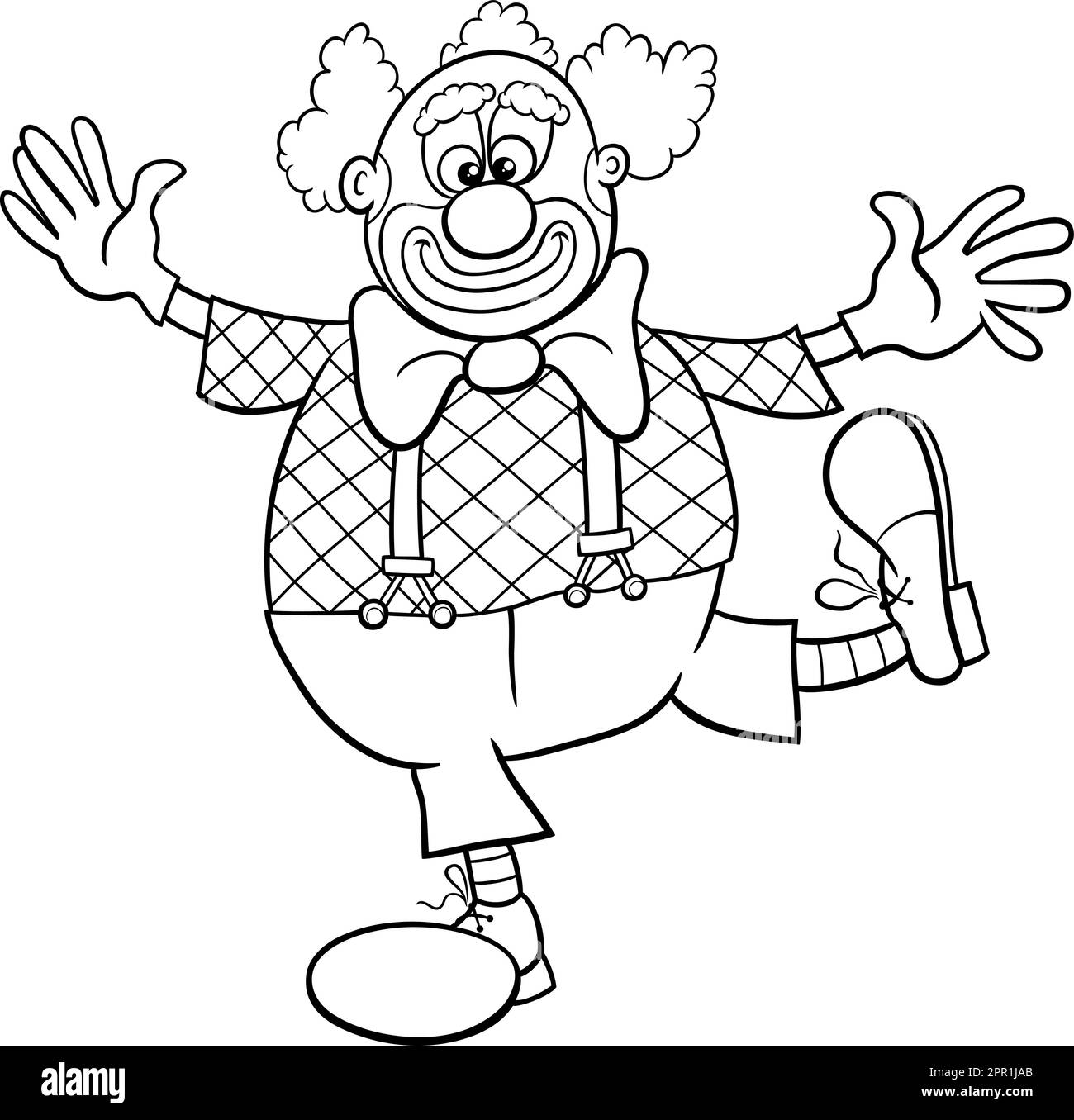 cartoon circus clown comic character coloring page Stock Vector Image ...