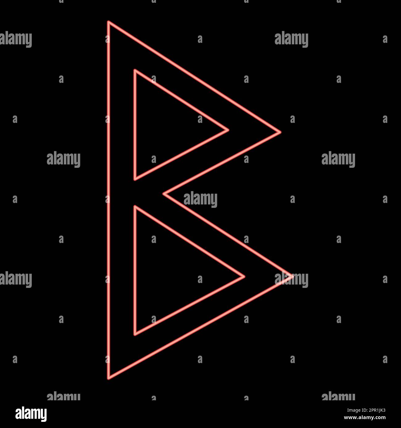 Neon berkana rune birch birth red color vector illustration image flat ...