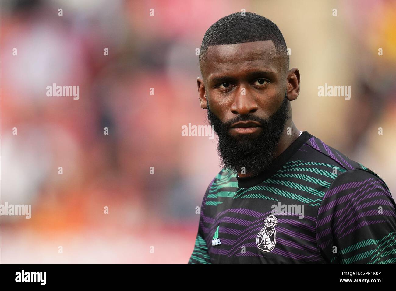 Antonio Rudiger of Real Madrid during the La Liga match between Girona ...
