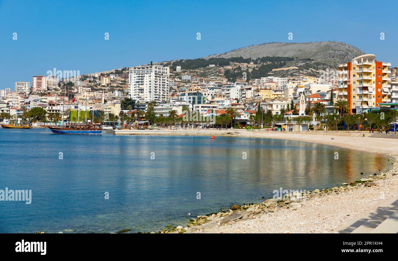 View of Albanian Ionian Sea Coast in Saranda Stock Photo - Alamy