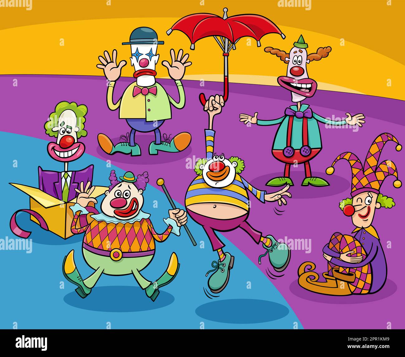 cartoon funny clowns and comedians characters group Stock Vector Image ...