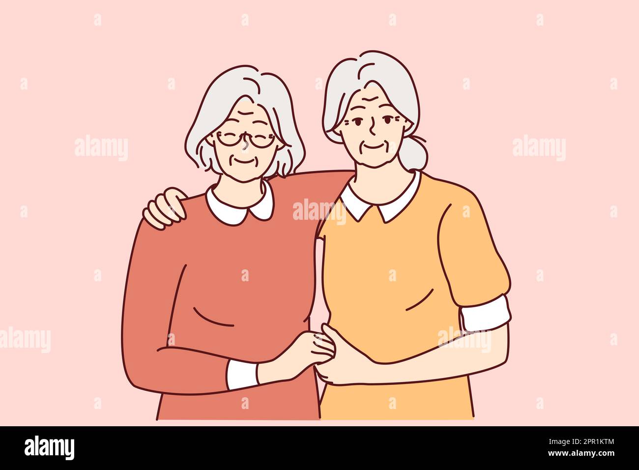 Hugging grandmother older Stock Vector Images - Alamy