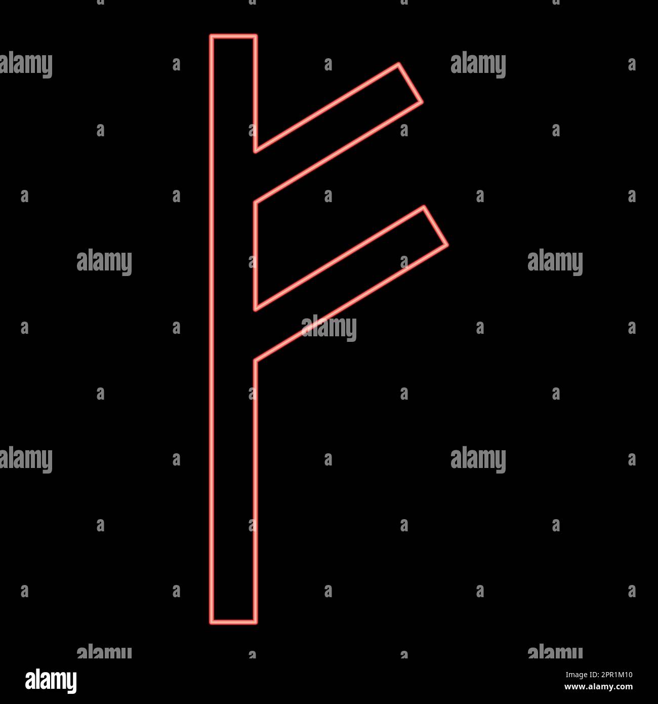Neon fehu rune F symbol feoff own wealth red color vector illustration ...