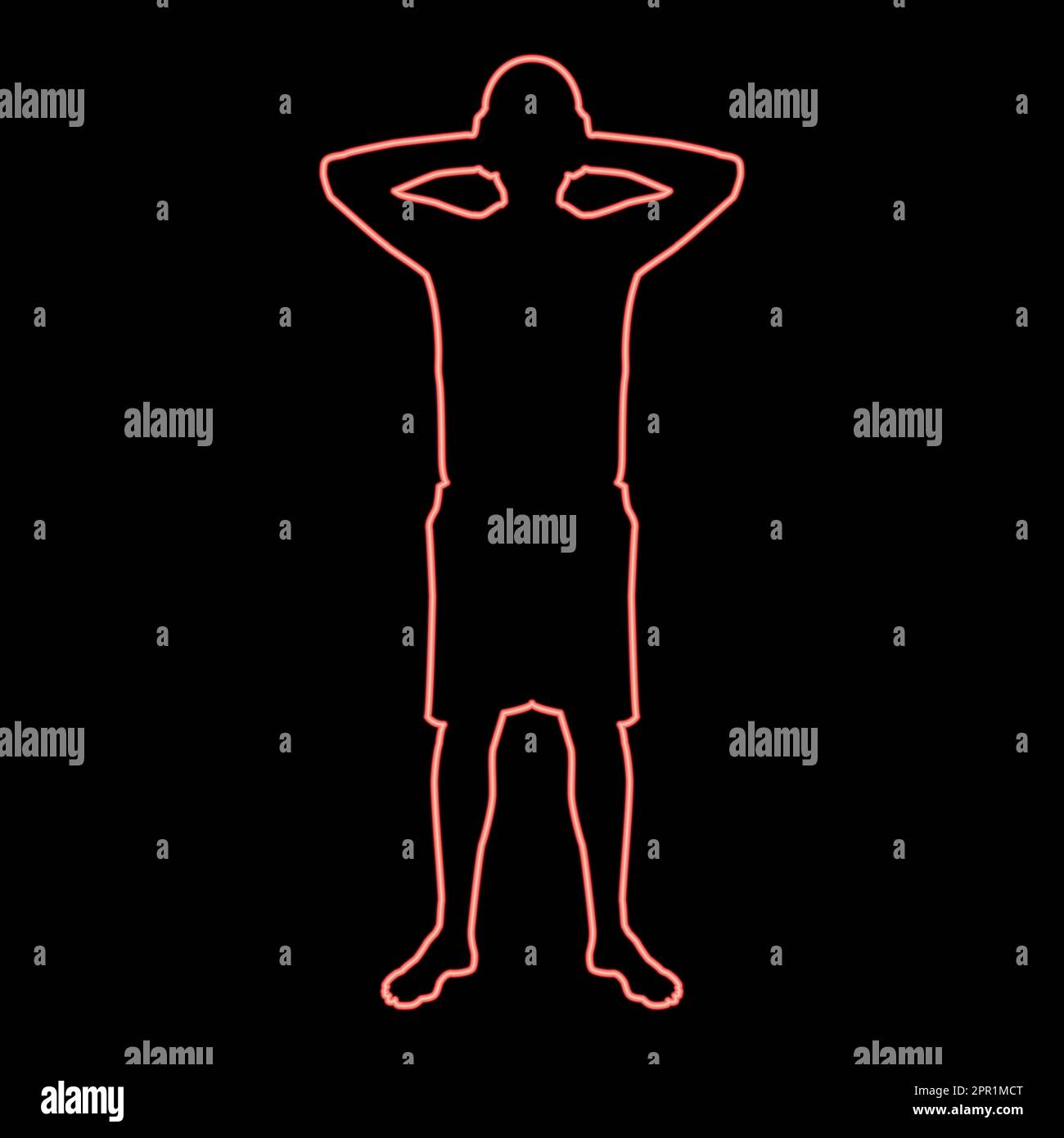 Neon man covering his ears silhouette front view closing concept ignore ...
