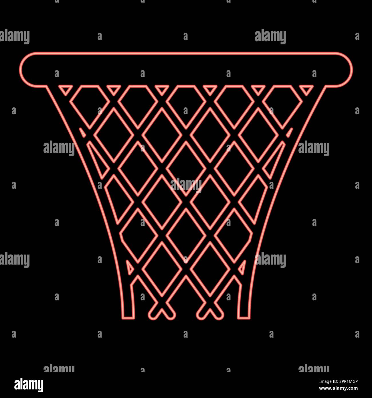 Neon basketball basket streetball net basket icon red color vector ...