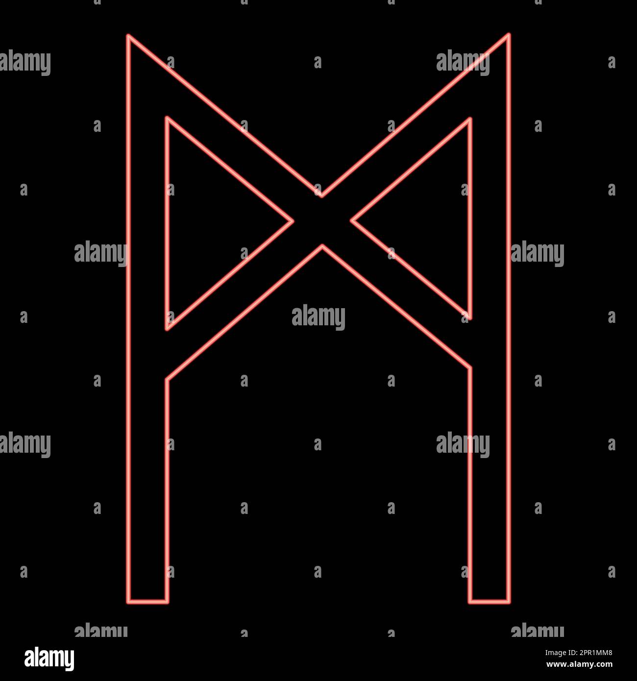 Neon mannaz rune man human symbol red color vector illustration image ...