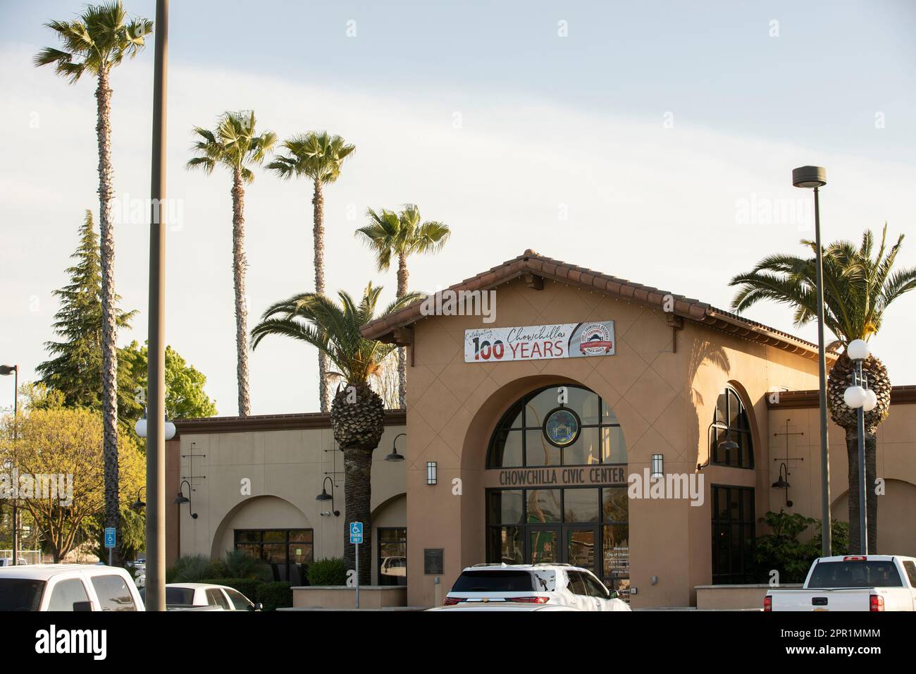 Chowchilla, California, USA - April 18, 2023: Late afternoon sunlight ...