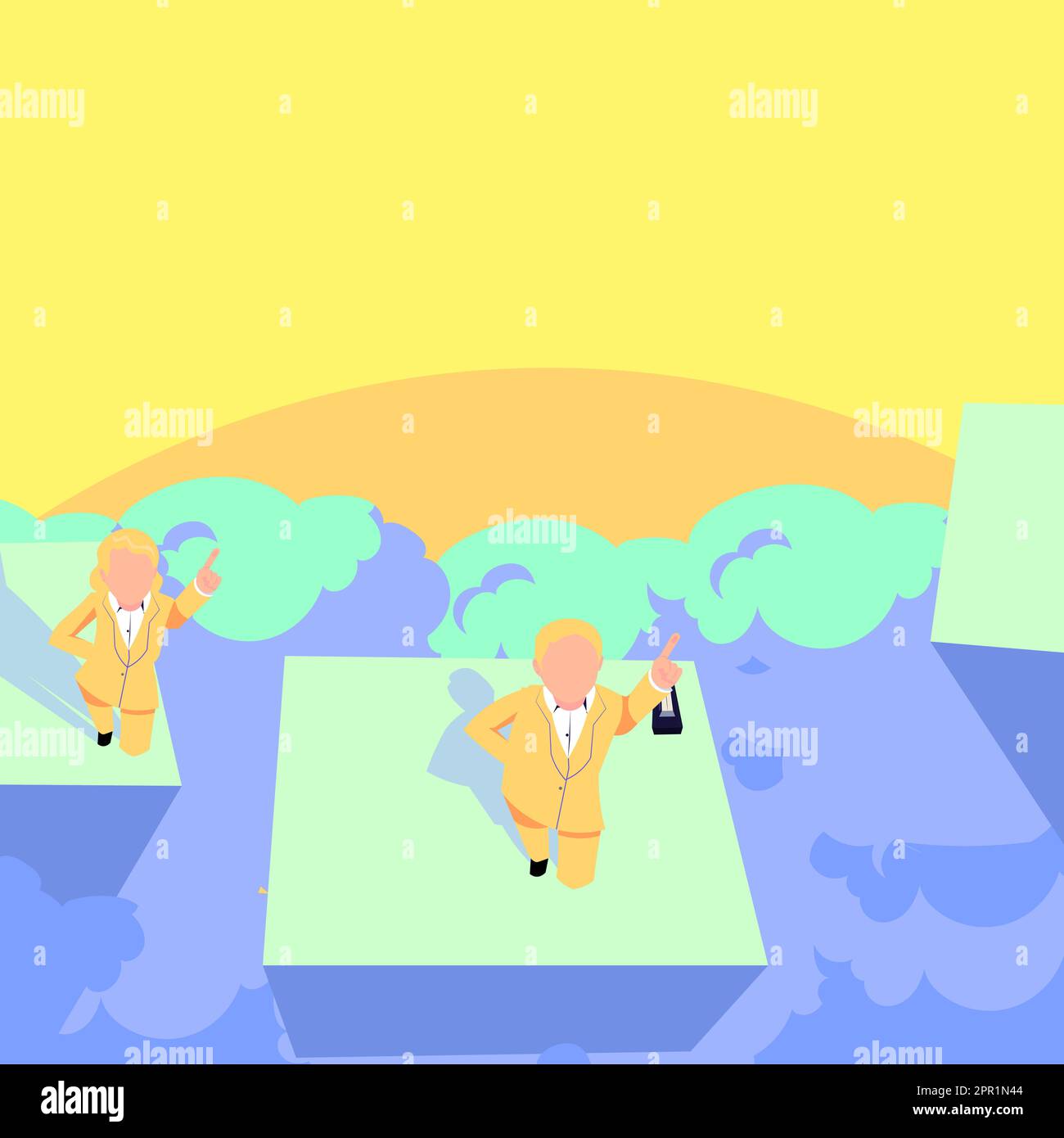 Businessmen In Suit Pointing Upwards Representing Innovative Thinking ...