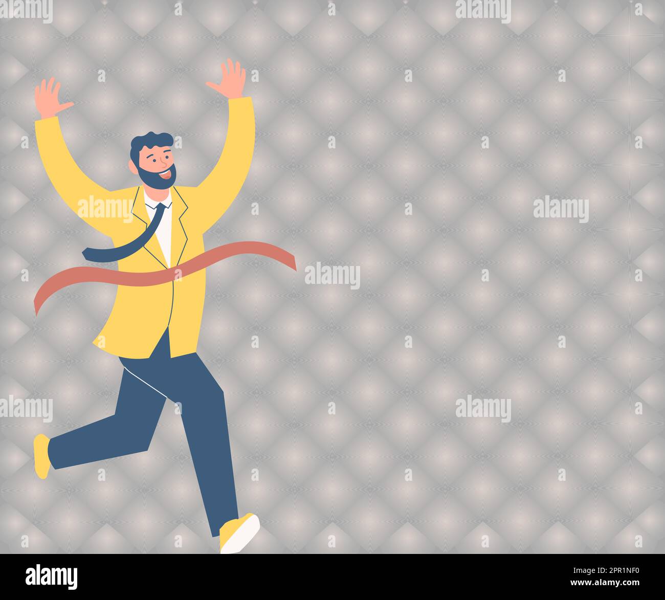 Gentleman In Suit Running Towards Finish Line Celebrating Success. Man ...