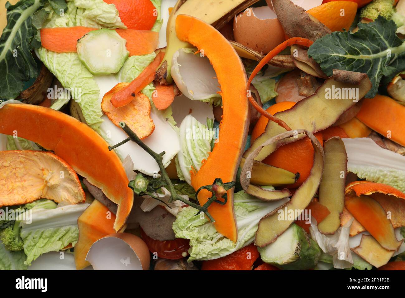 Pile of organic waste for composting as background, closeup Stock Photo ...