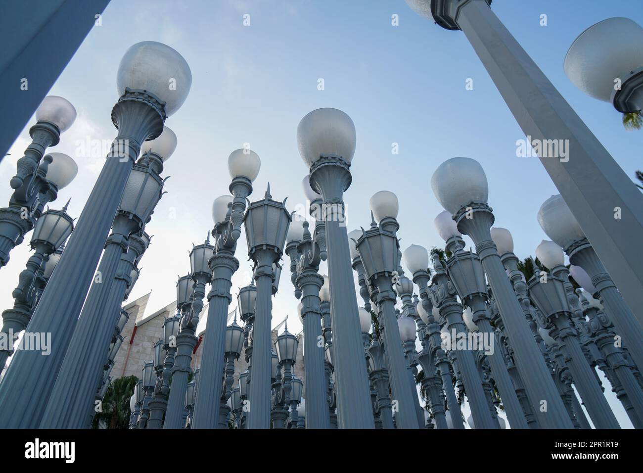 Low angle close up view of Urban Light, Art Installation at LACMA Stock ...