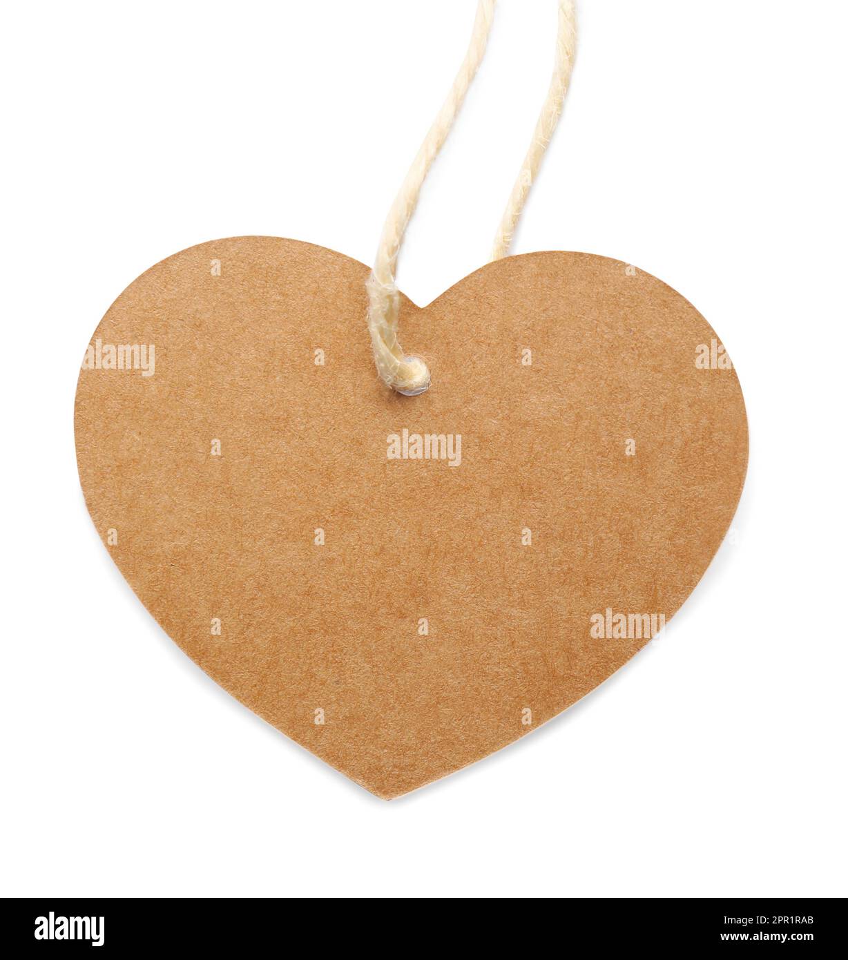 Heart shaped tag with space for text isolated on white, top view Stock ...