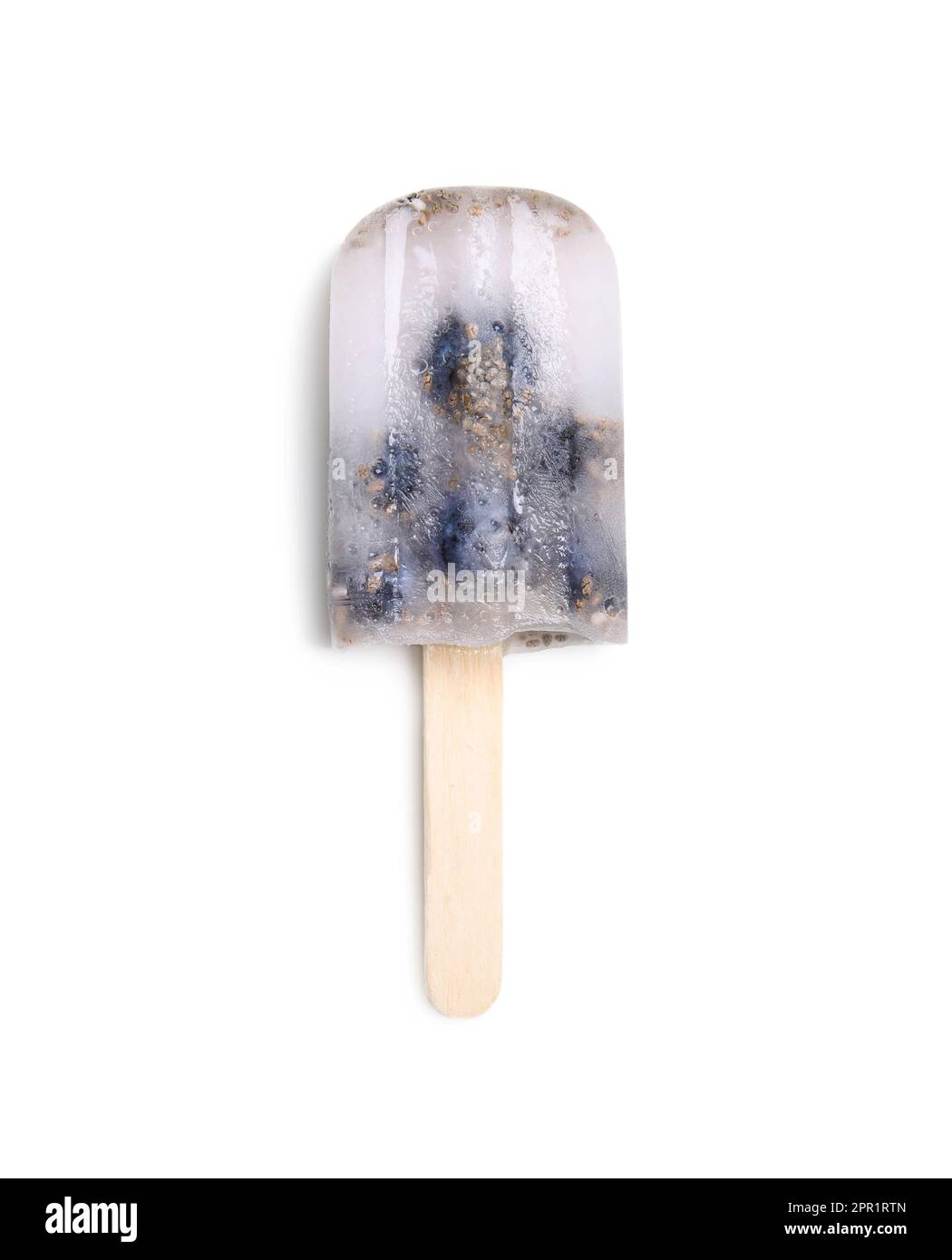 Tasty blueberry popsicle isolated on white, top view Stock Photo - Alamy