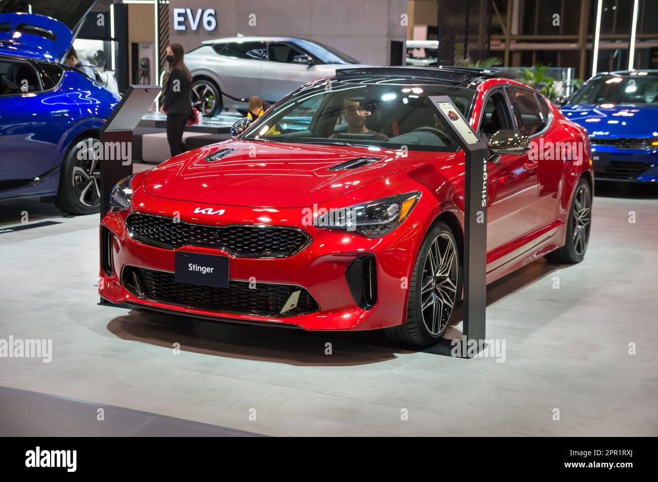 Toronto, Canada - 02 25 2023: California Red Kia Stinger mid-size ...