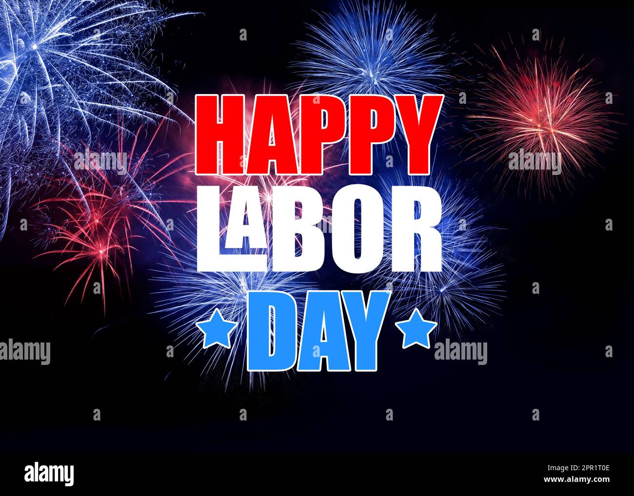 Happy Labor Day. Beautiful bright fireworks lighting up night sky Stock ...