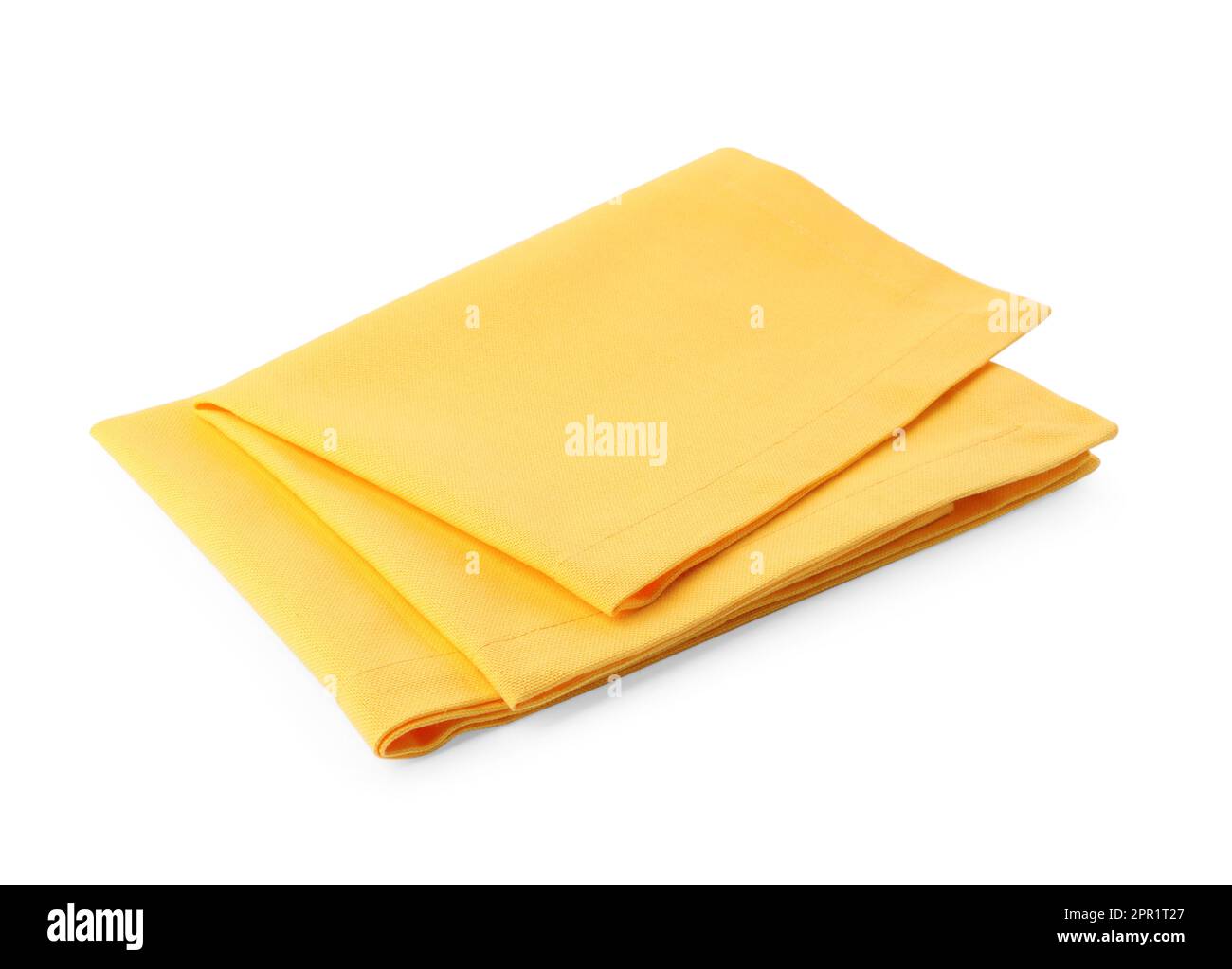 New clean yellow cloth napkins isolated on white Stock Photo - Alamy