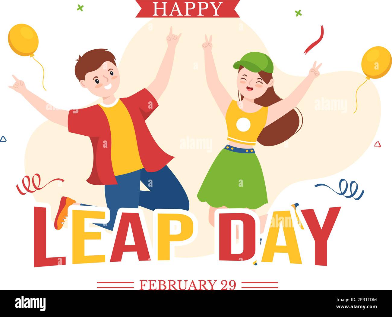 Happy Leap Day on 29 February with Cute Frog in Flat Style Cartoon Hand ...