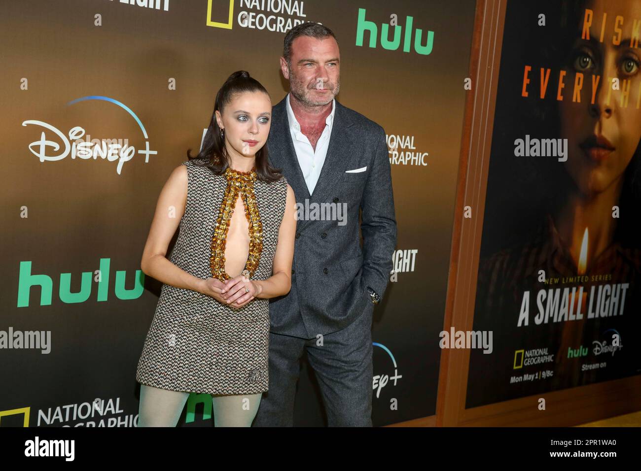Actors Bel Powley, left, and Liev Schreiber attend the premiere of the ...