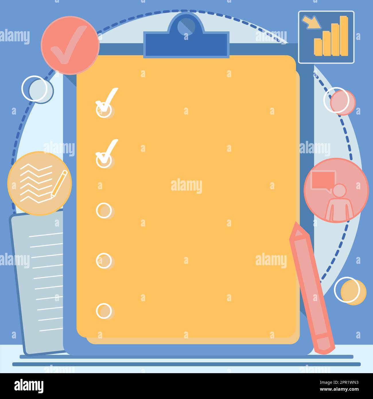 Clipboard Drawing With Checklist Marked Done Items On List. Board With ...