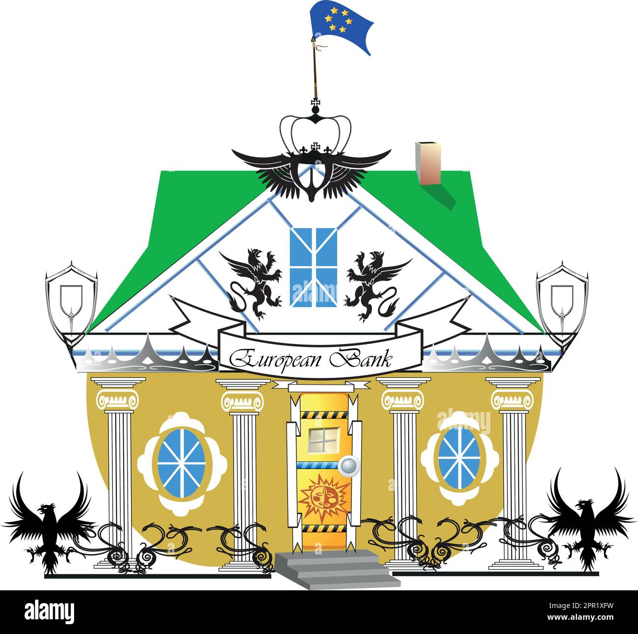 European bank building on a white background Stock Vector Image & Art ...
