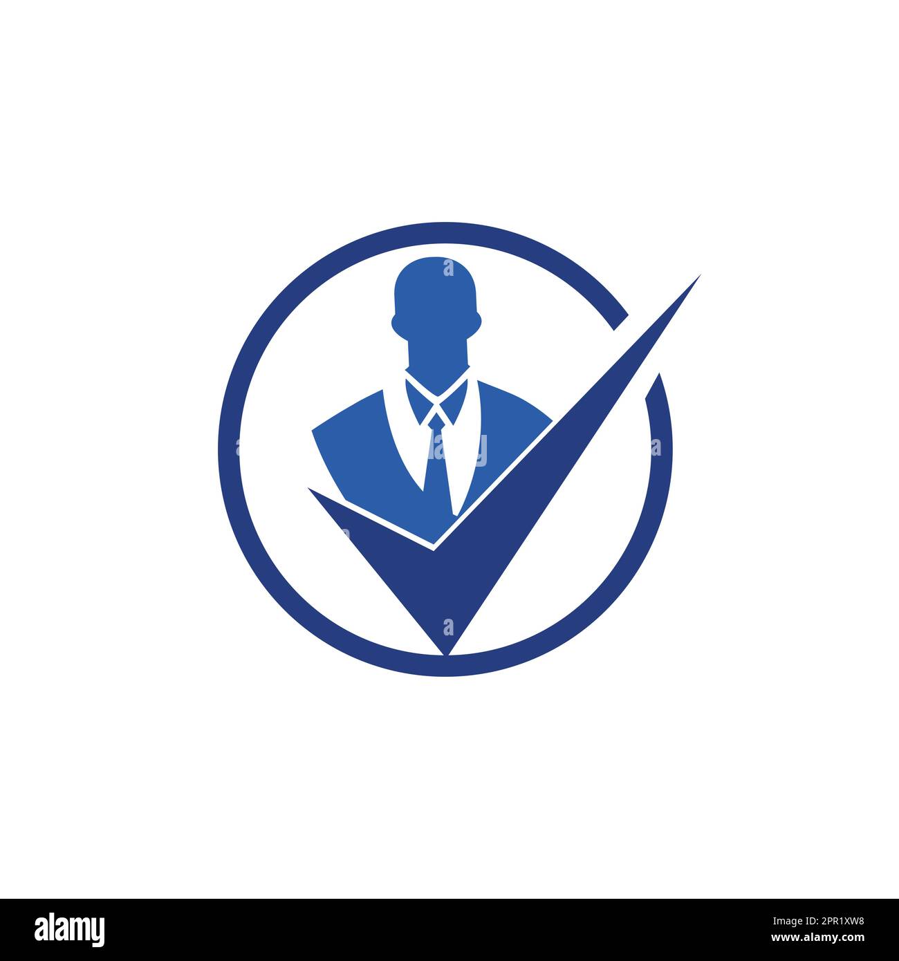Business solution vector logo design. Businessman with check mark or ...