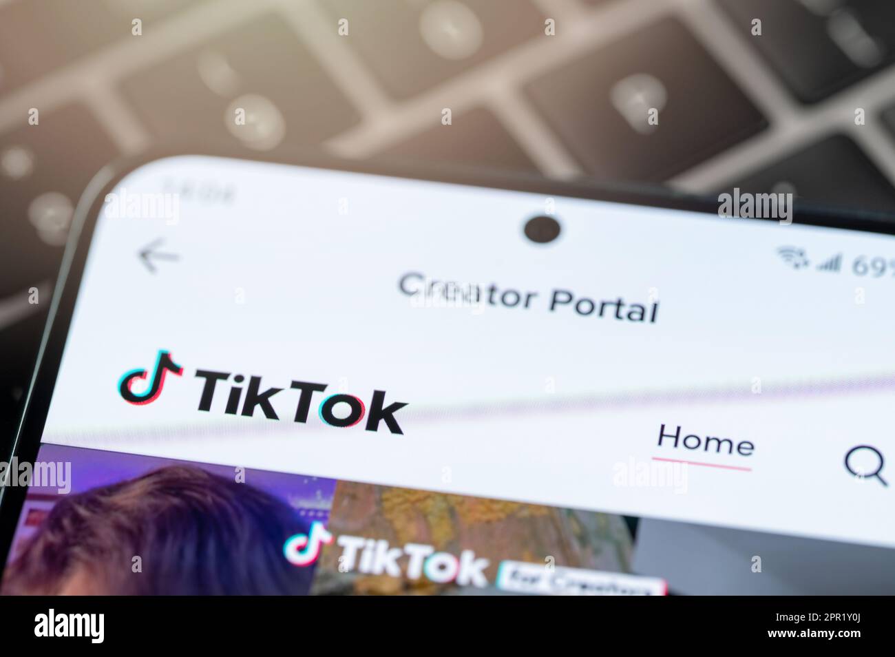 New york, USA - April 25, 2023: Creator Portal in TikTok on smartphone ...