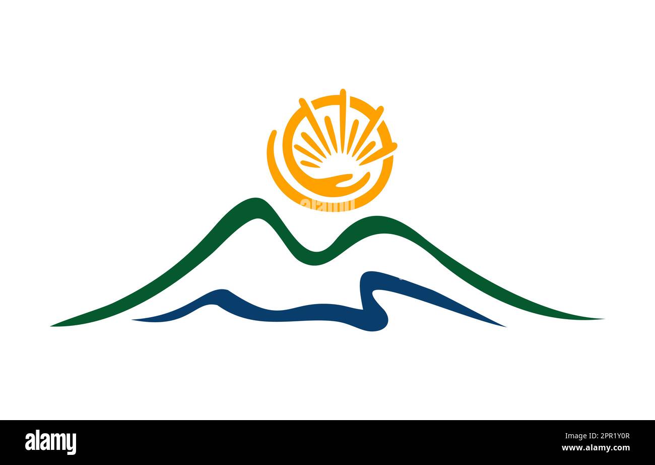 Mountain sun logo hand Stock Vector Images - Alamy