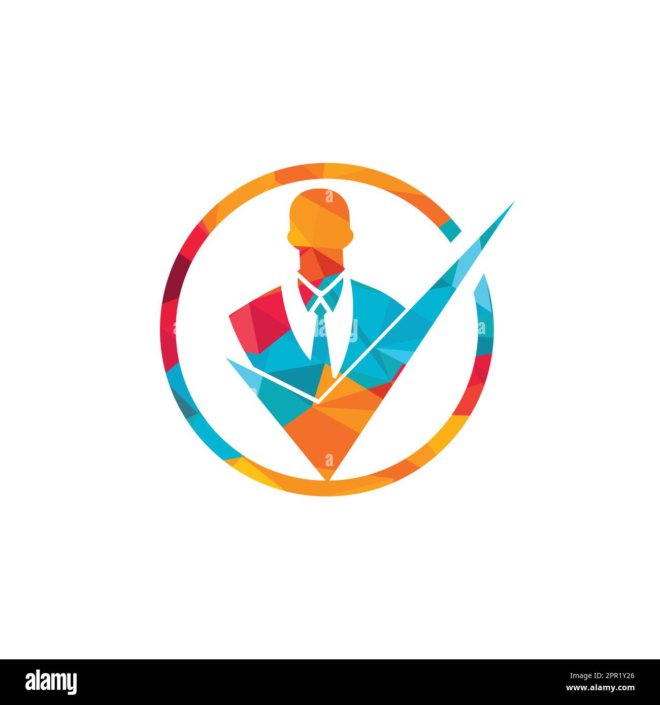 Business solution vector logo design. Businessman with check mark or ...